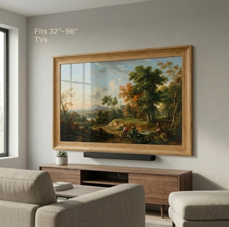 Natural Wood-look TV Frame, Custom Frame for the Samsung TV Frame, Fits ...
