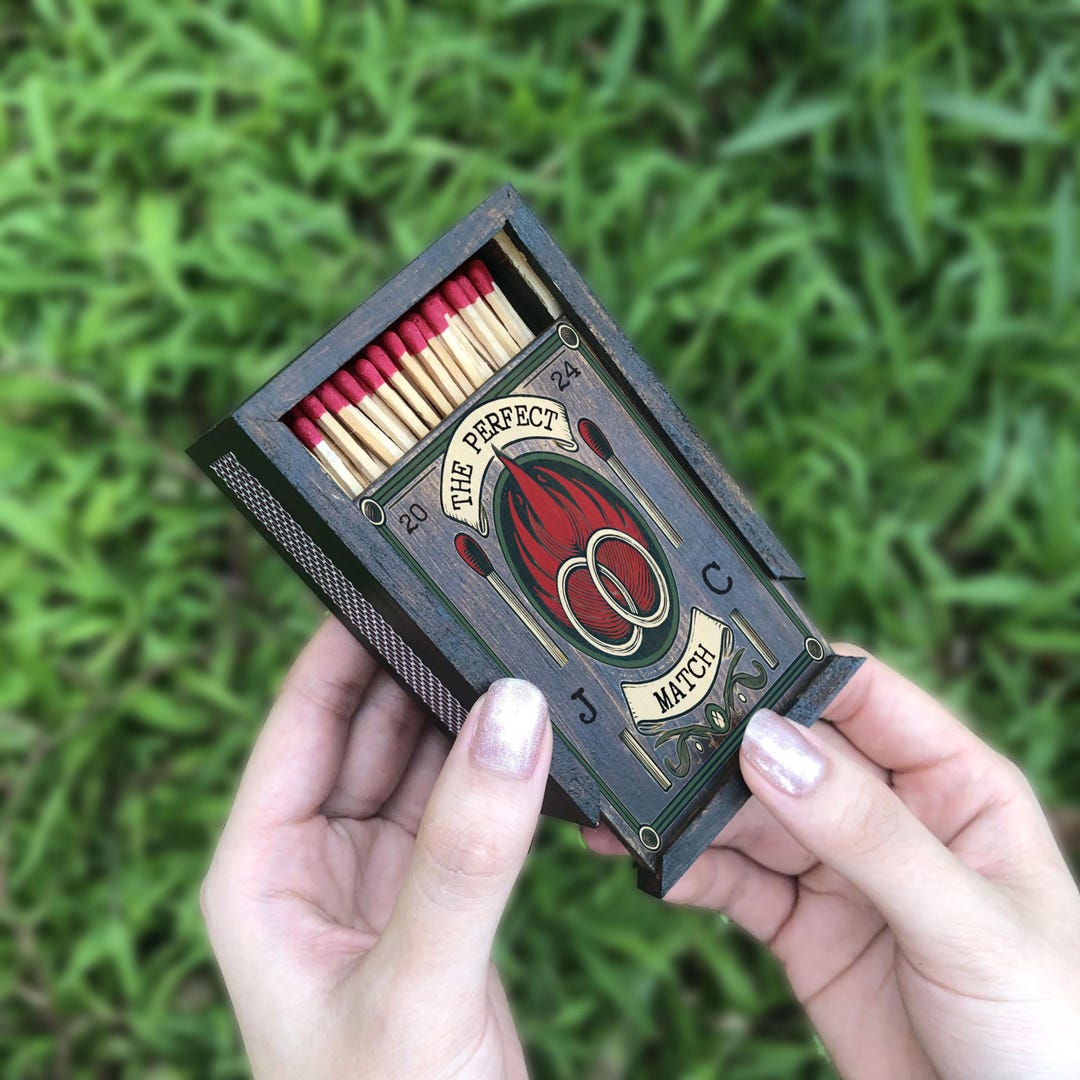 Custom Wooden Matchbox Art for Couples, Personalized Couples Large ...