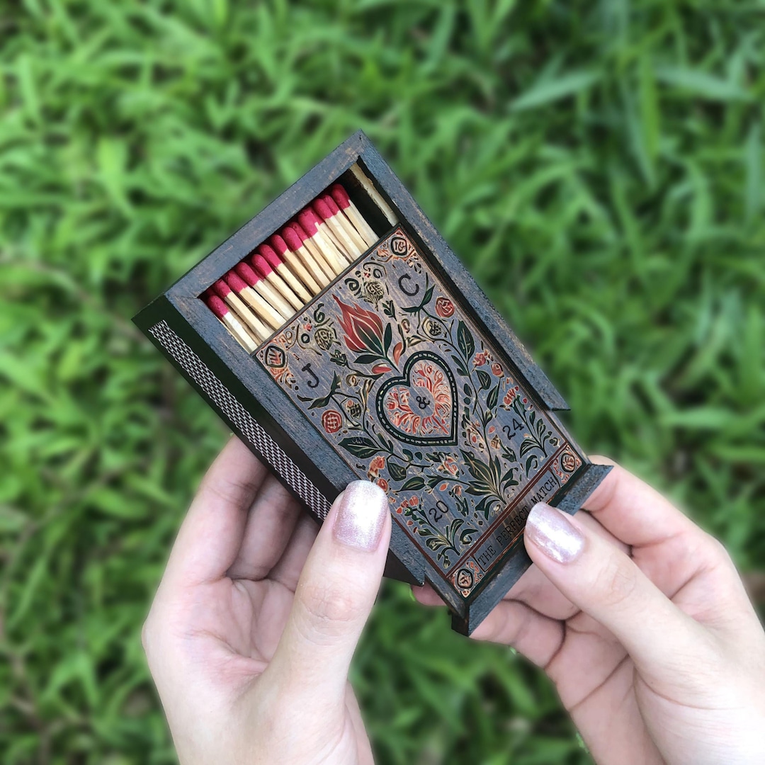 Custom Wooden Matchbox Art for Couples, Personalized Couples Large ...