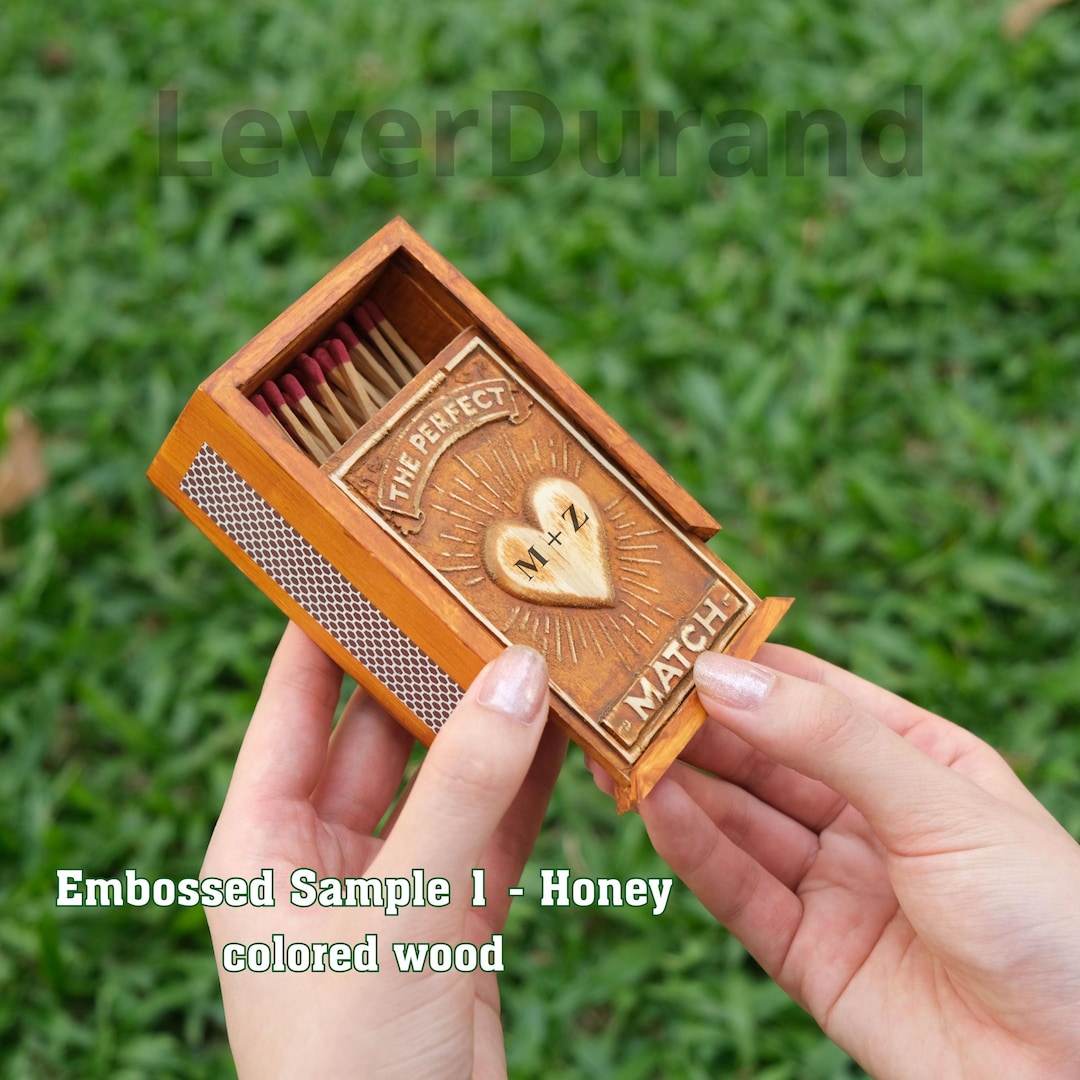 Custom Wooden Matchbox for Couples, Personalized Couples Large Wooden ...