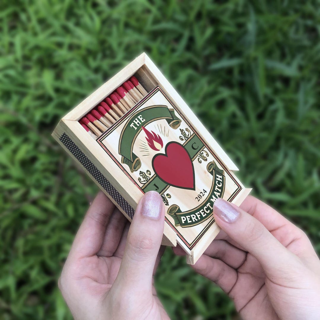 Custom Wooden Matchbox for Couples, Personalized Couples Large Matchbox ...