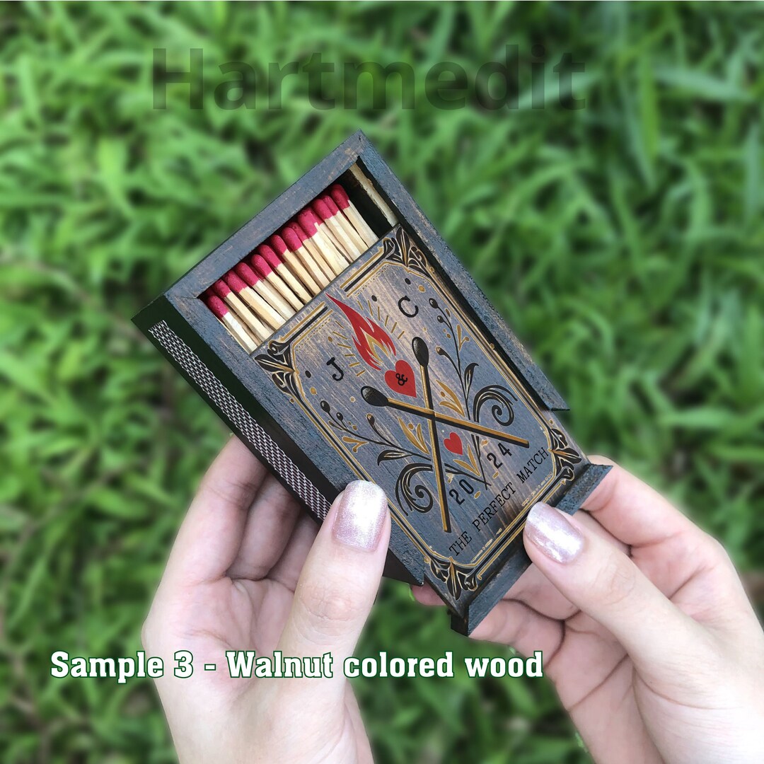 Custom Wooden Matchbox Art for Couples, Personalized Wooden Matchbox ...