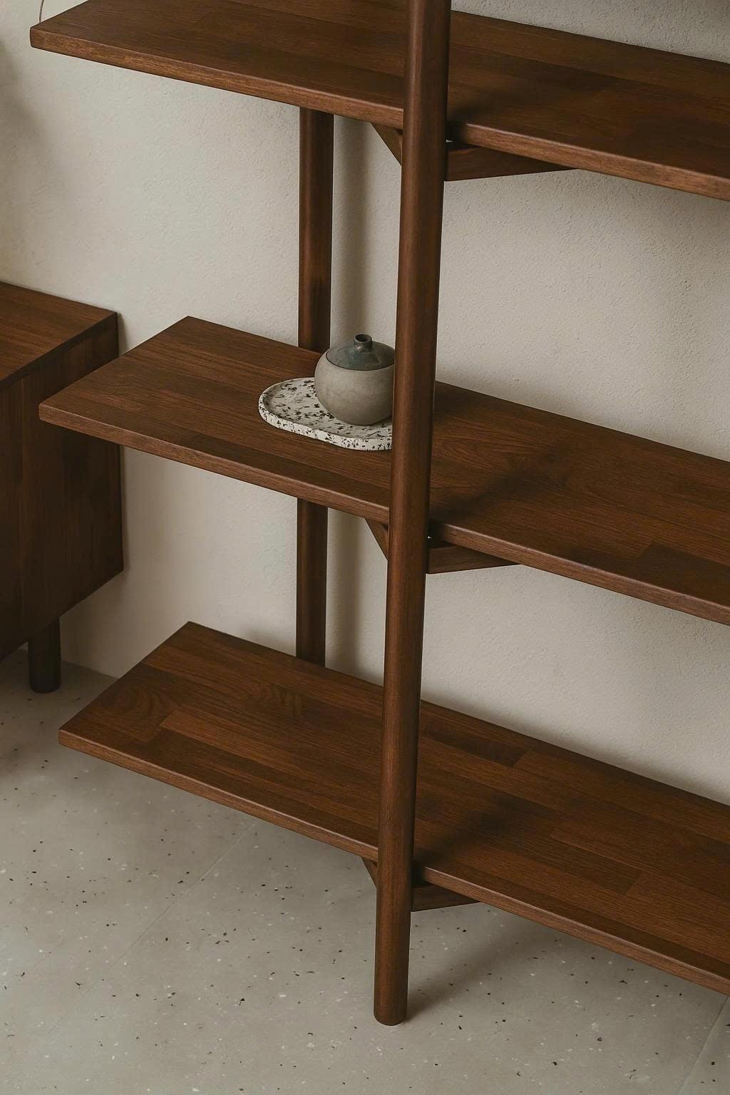 Solid Japanese Wood Shelves – Modern Natural Wood Bookcase – Open ...