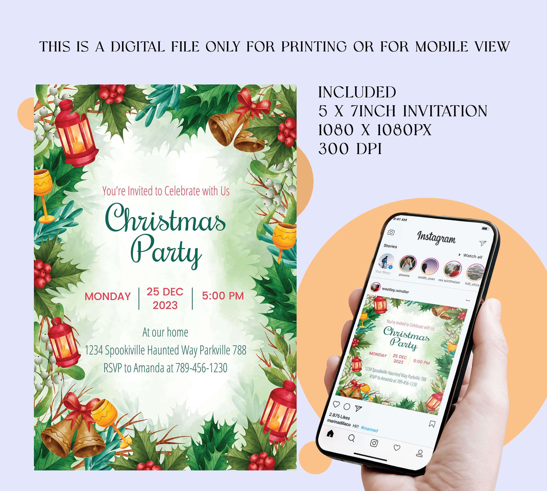 Editable Christmas Party Invitation Template Holiday Party Invite ...