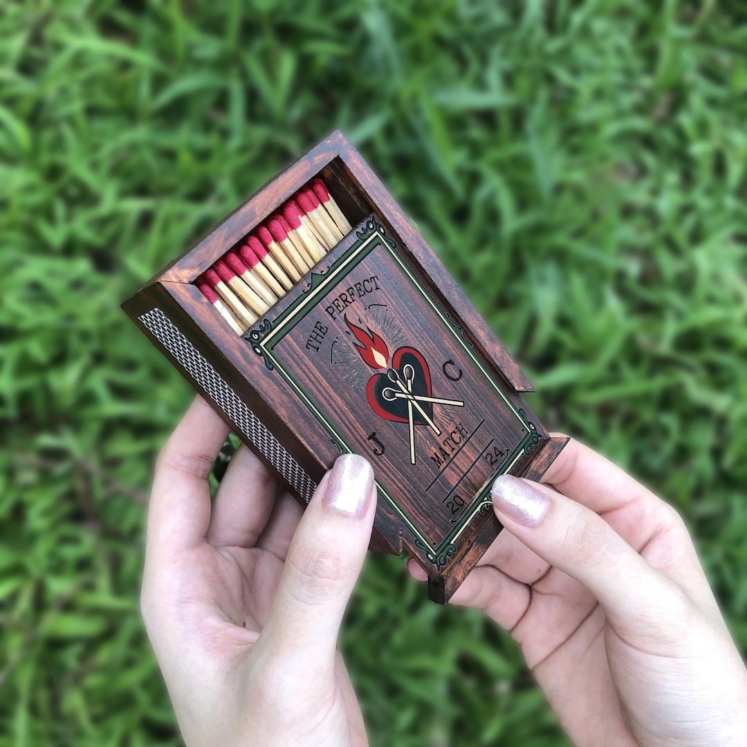 Custom Wooden Matchbox Art for Couples, Personalized Couples Large ...