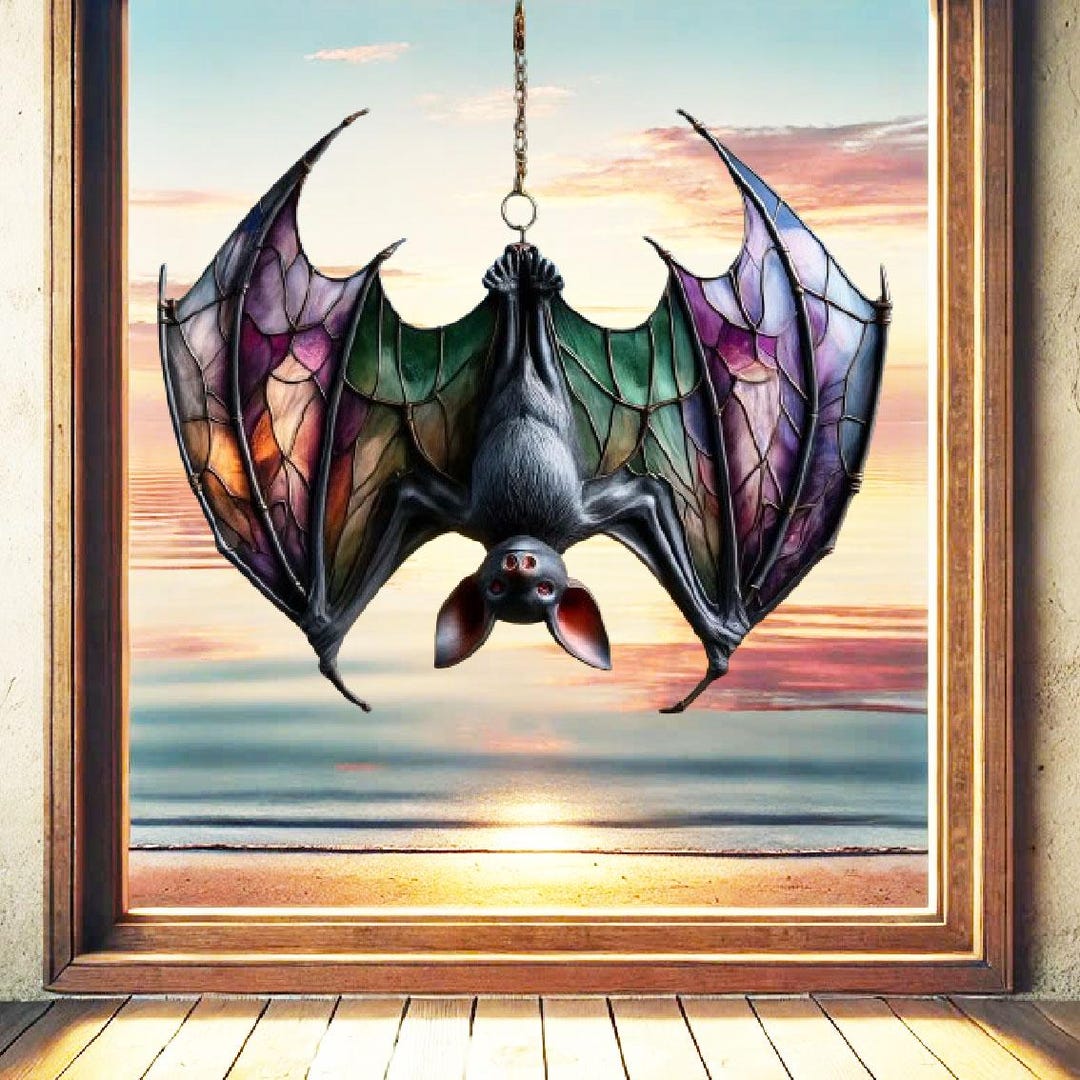 Acrylic Bat Ornament, Stained Glass Bat Acrylic Suncatcher, Gothic Bat ...