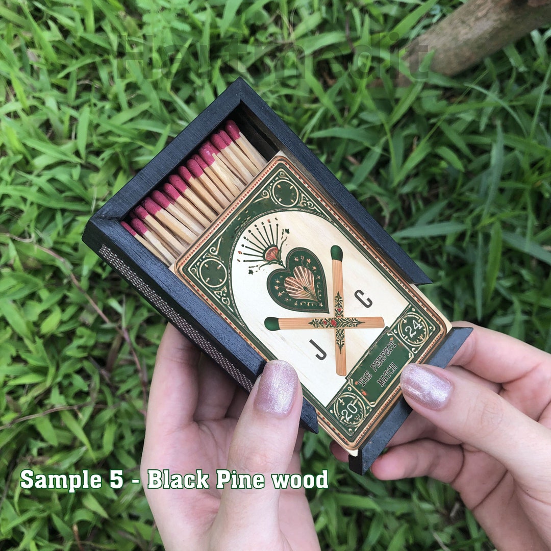 Custom Wooden Matchbox Art for Couples, Personalized Wooden Matchbox ...