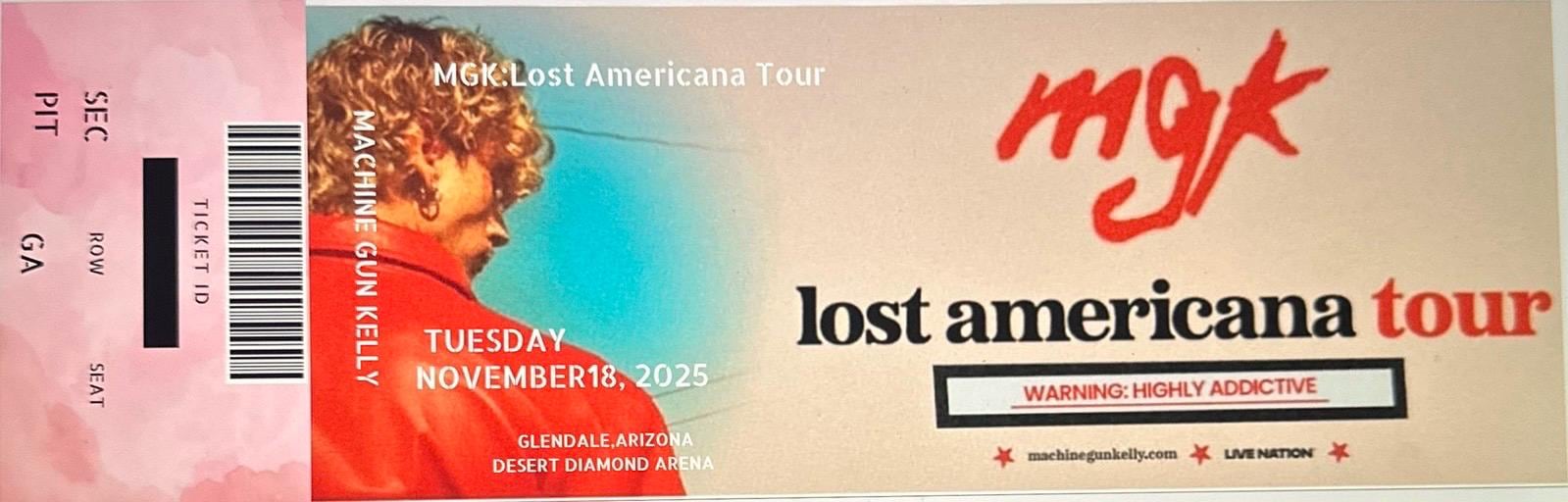 Mgk: Lost Americana Tour Ticket - Etsy Australia