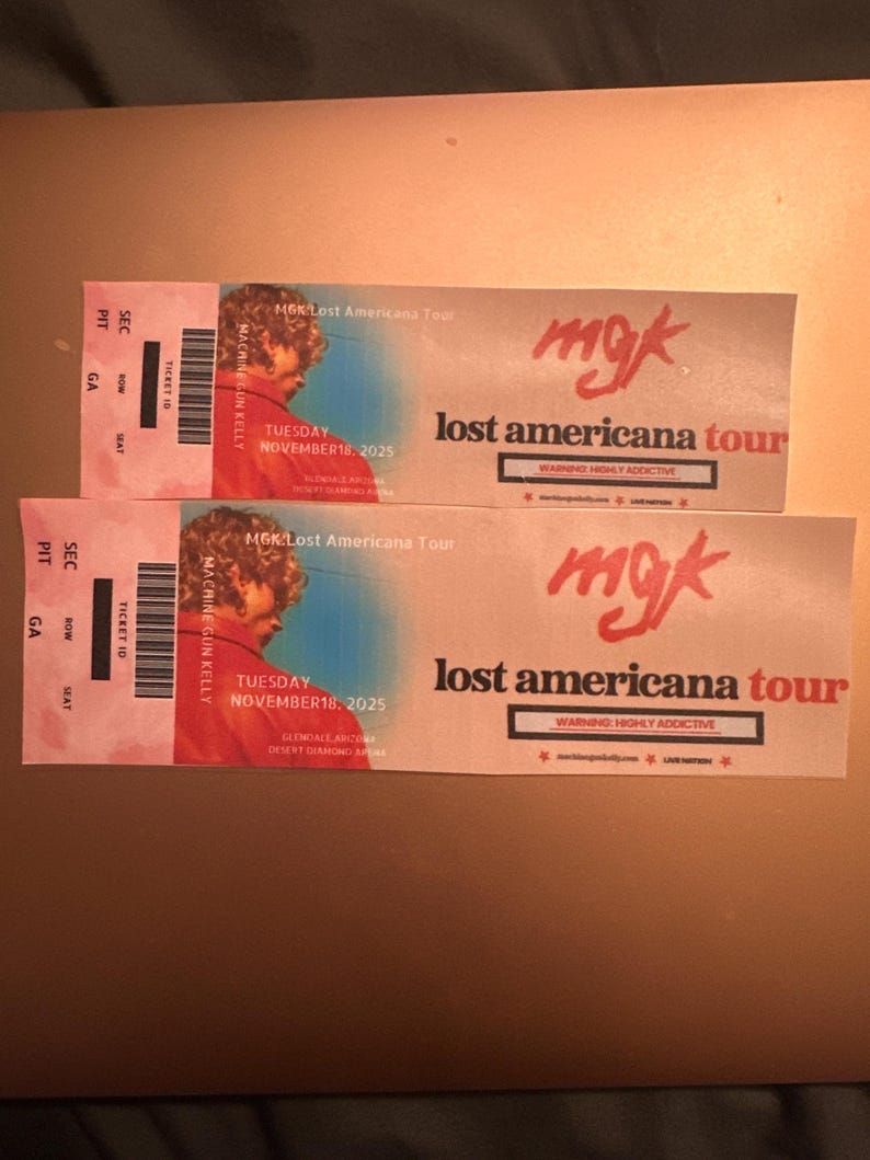 Mgk: Lost Americana Tour Ticket - Etsy Australia
