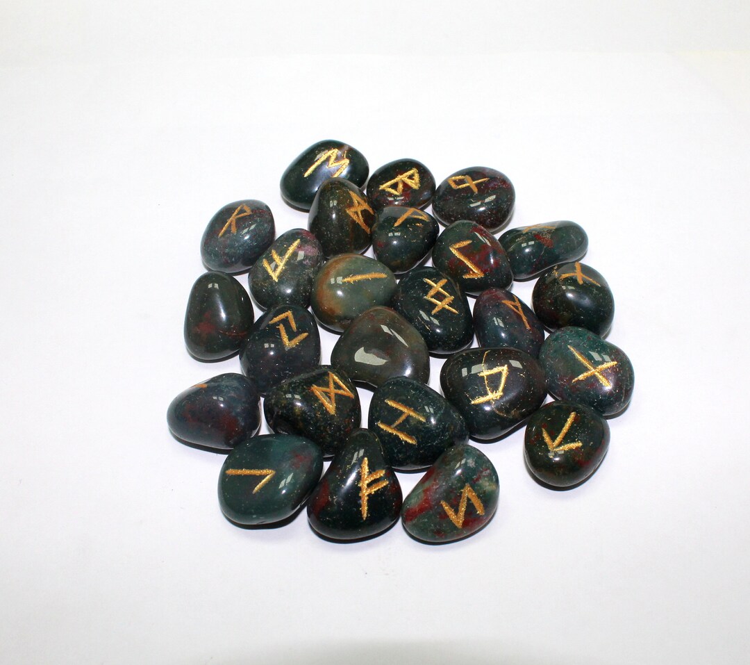Natural Bloodstone Engraved Rune Set of 25 Pcs - Etsy