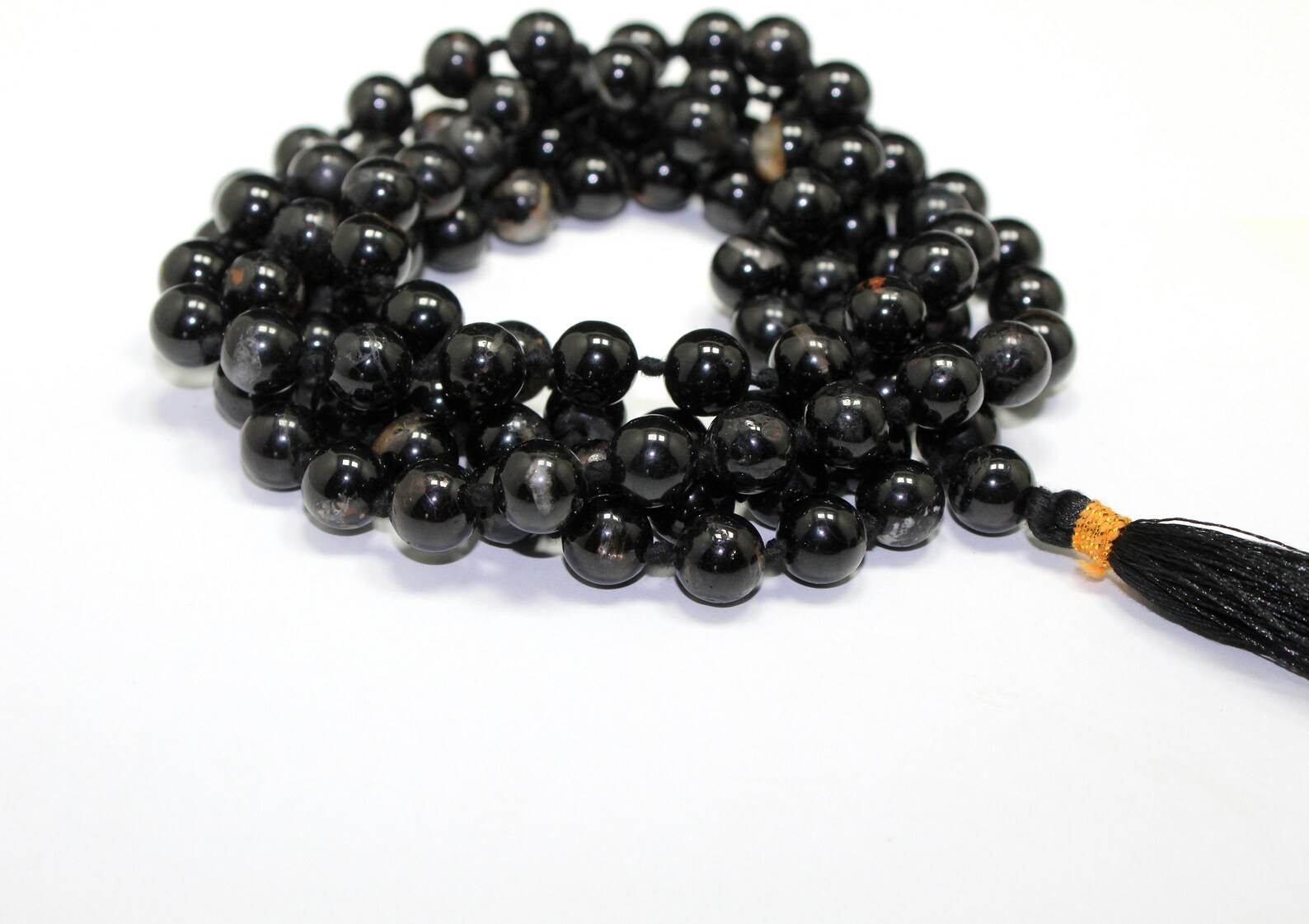 Natural Black Tourmaline 108 Beads Knotted Japa Mala | Etsy