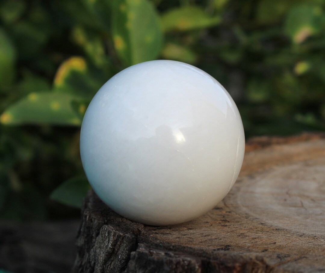 Natural 52 Mm White Jade Sphere - Etsy