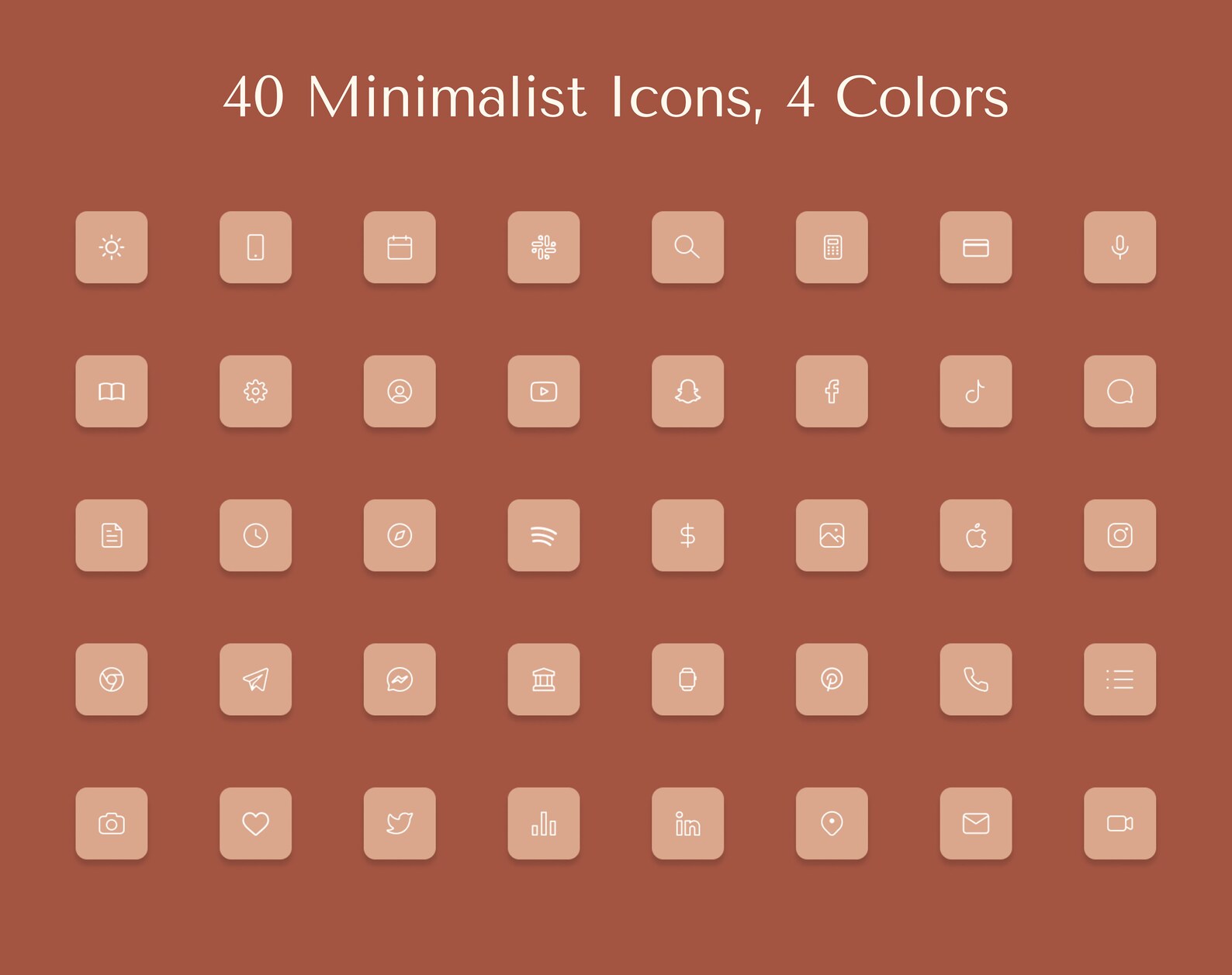 Ios 15 App Icons 160 Minimalist Icons 40 Icons in | Etsy