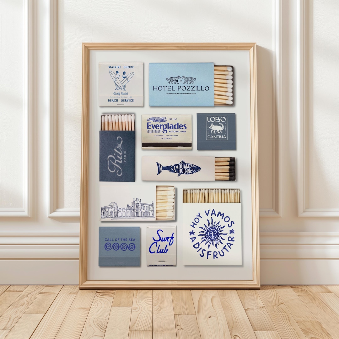 Blue Matchbox Poster Template – Printable Wall Art | Timeless & Vintage ...