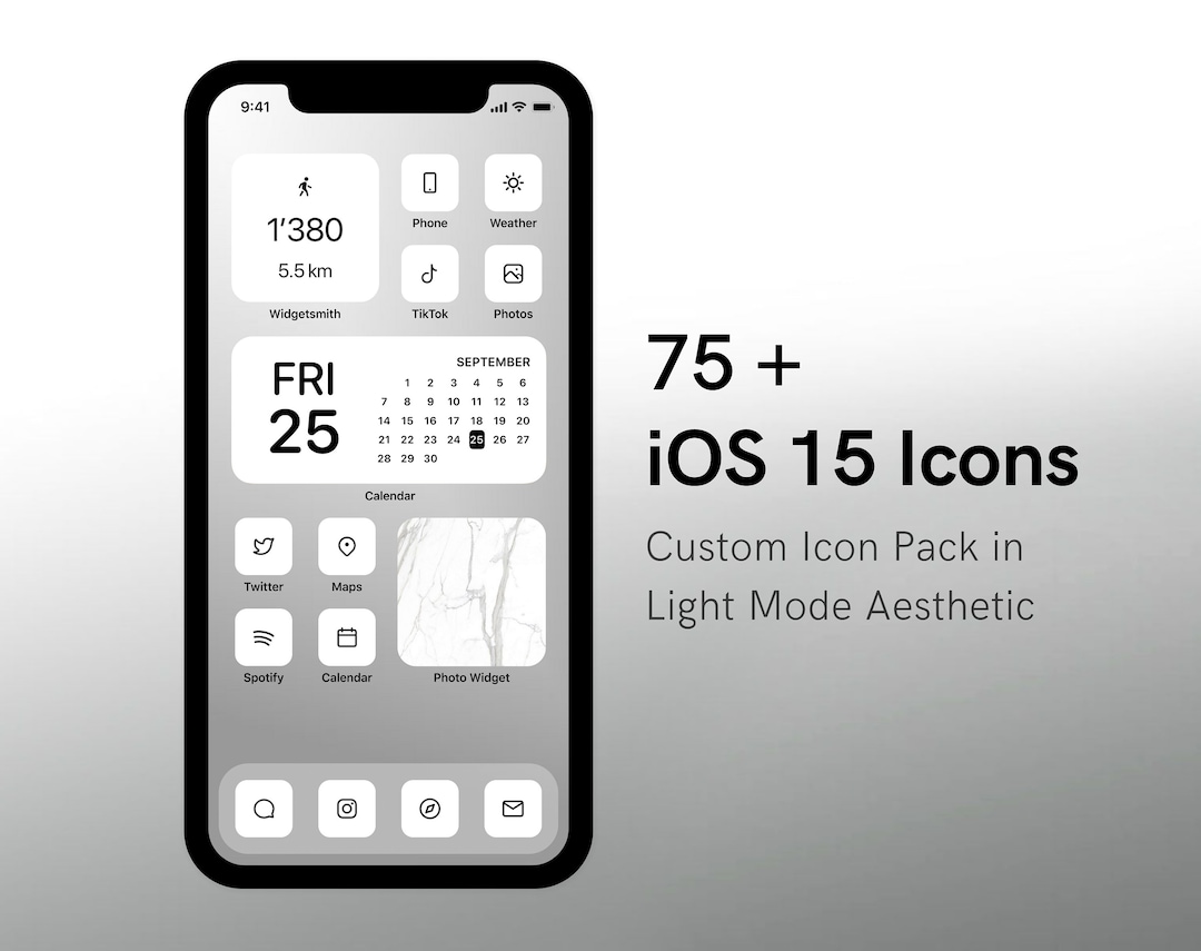 Ios 15 App Icons 75 Minimalist Light Theme Icons - Etsy