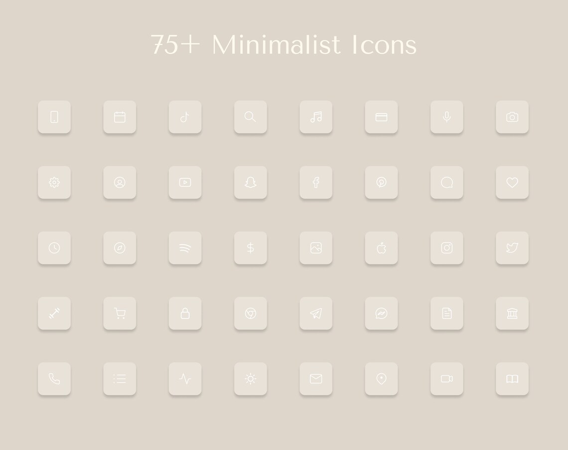 Ios 15 App Icons 75 Minimalist Icons Beige Icons - Etsy
