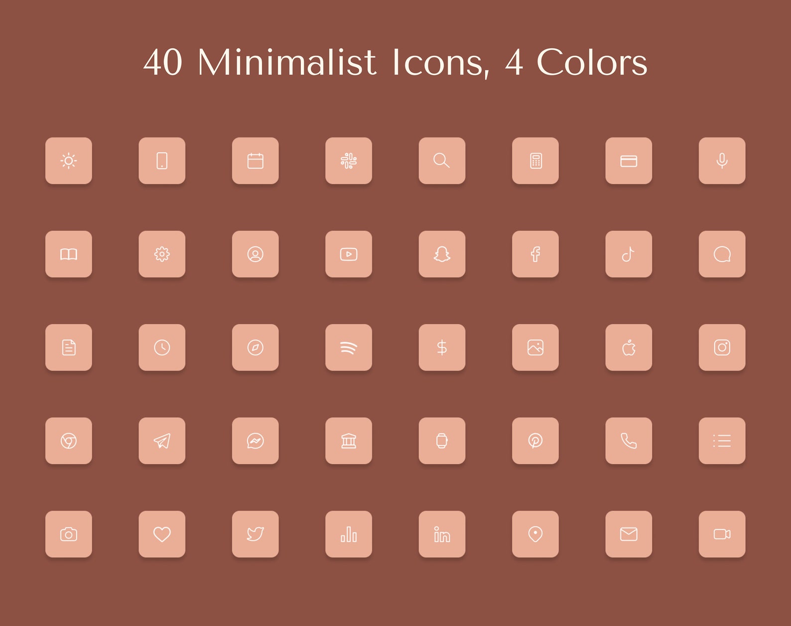 Ios 15 App Icons 160 Minimalist Icons 40 Icons in | Etsy