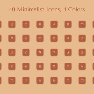 Ios 15 App Icons | 160 Minimalist Icons | 40 Icons in Teracotta Tones ...