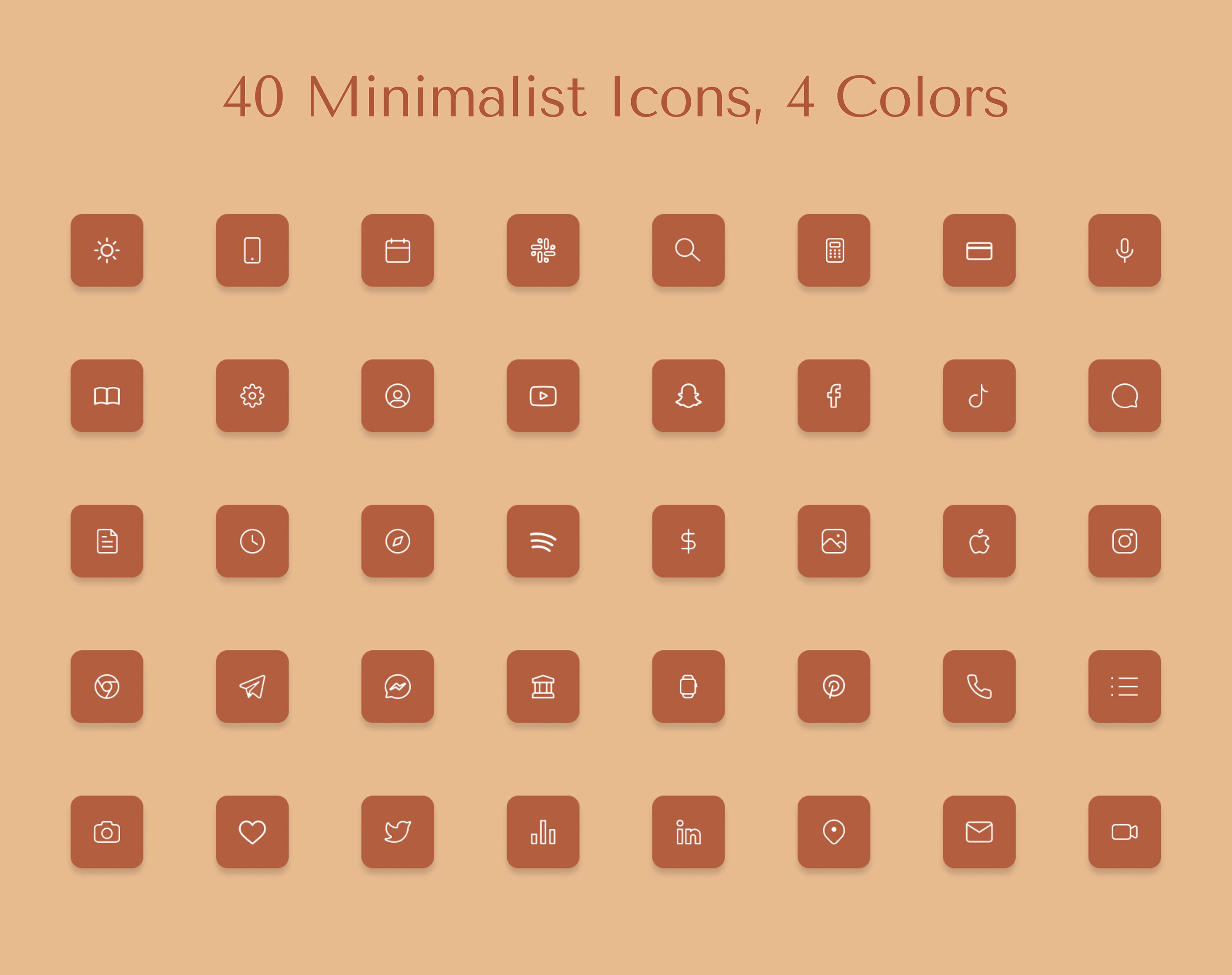 Ios 15 App Icons 160 Minimalist Icons 40 Icons in | Etsy
