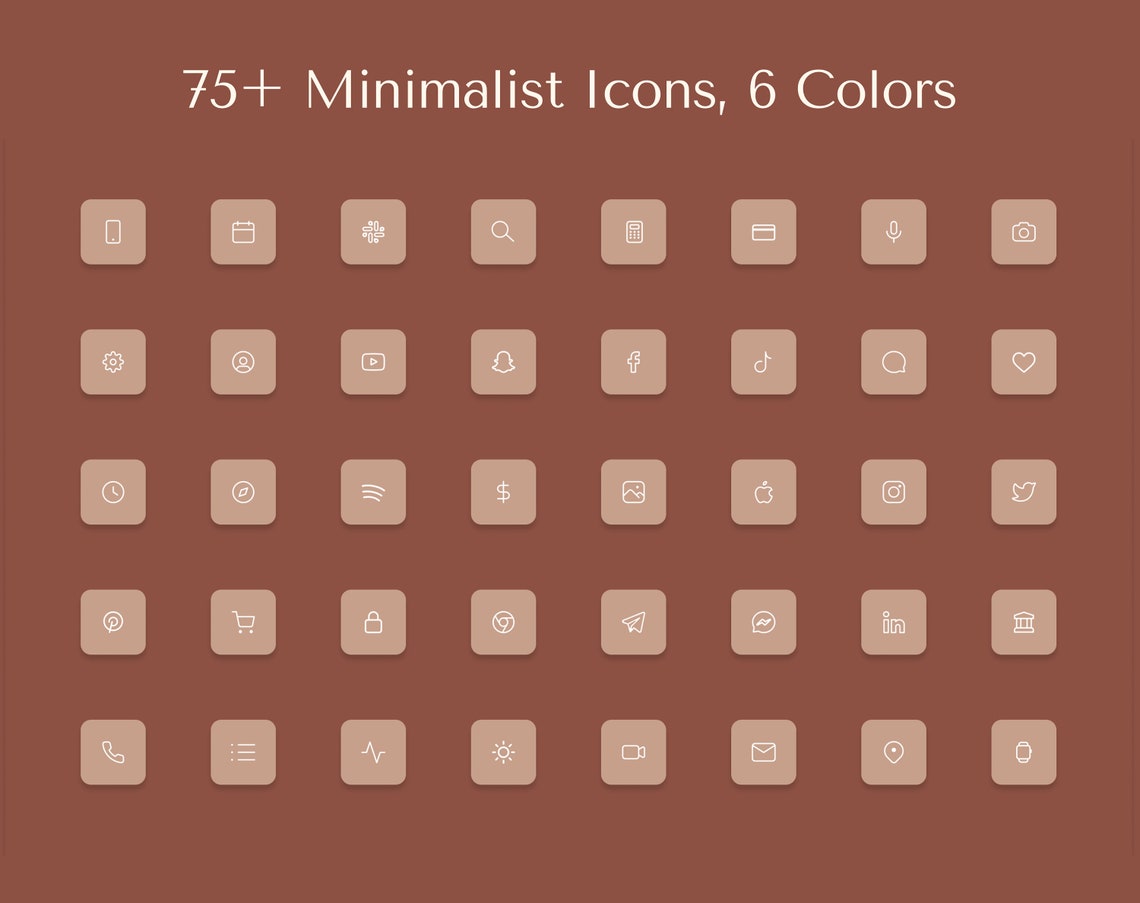 Ios 15 App Icons 450 Minimalist Icons Neutral Earth Tone | Etsy