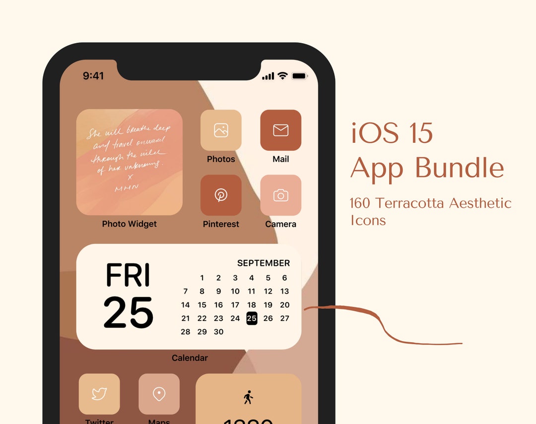 Ios 15 App Icons | 160 Minimalist Icons | 40 Icons in Teracotta Tones ...