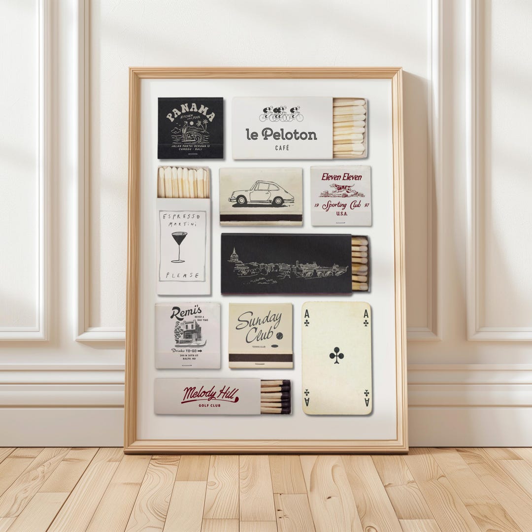 Black & White Matchbox Poster Template – Printable Wall Art | Vintage ...
