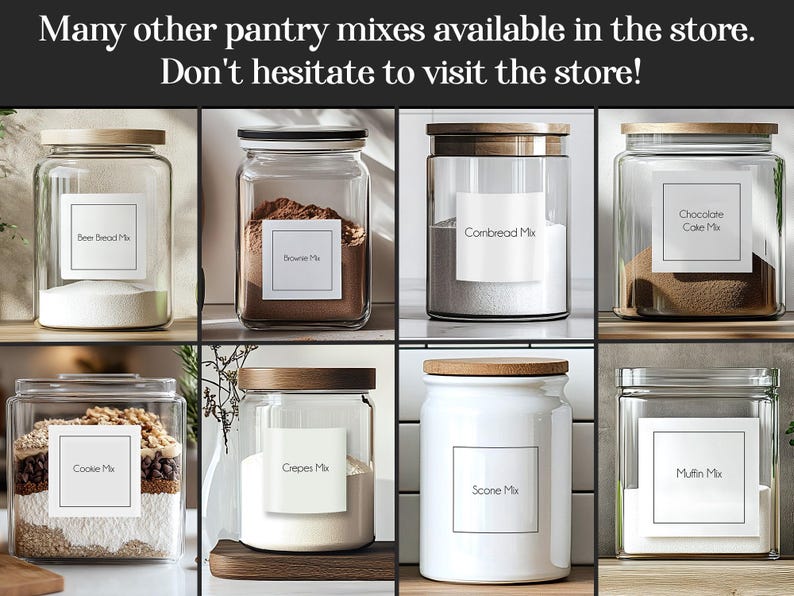Printable Cornbread Mix Labels Recipe & Refill, 2-in-1 Pantry Stickers ...