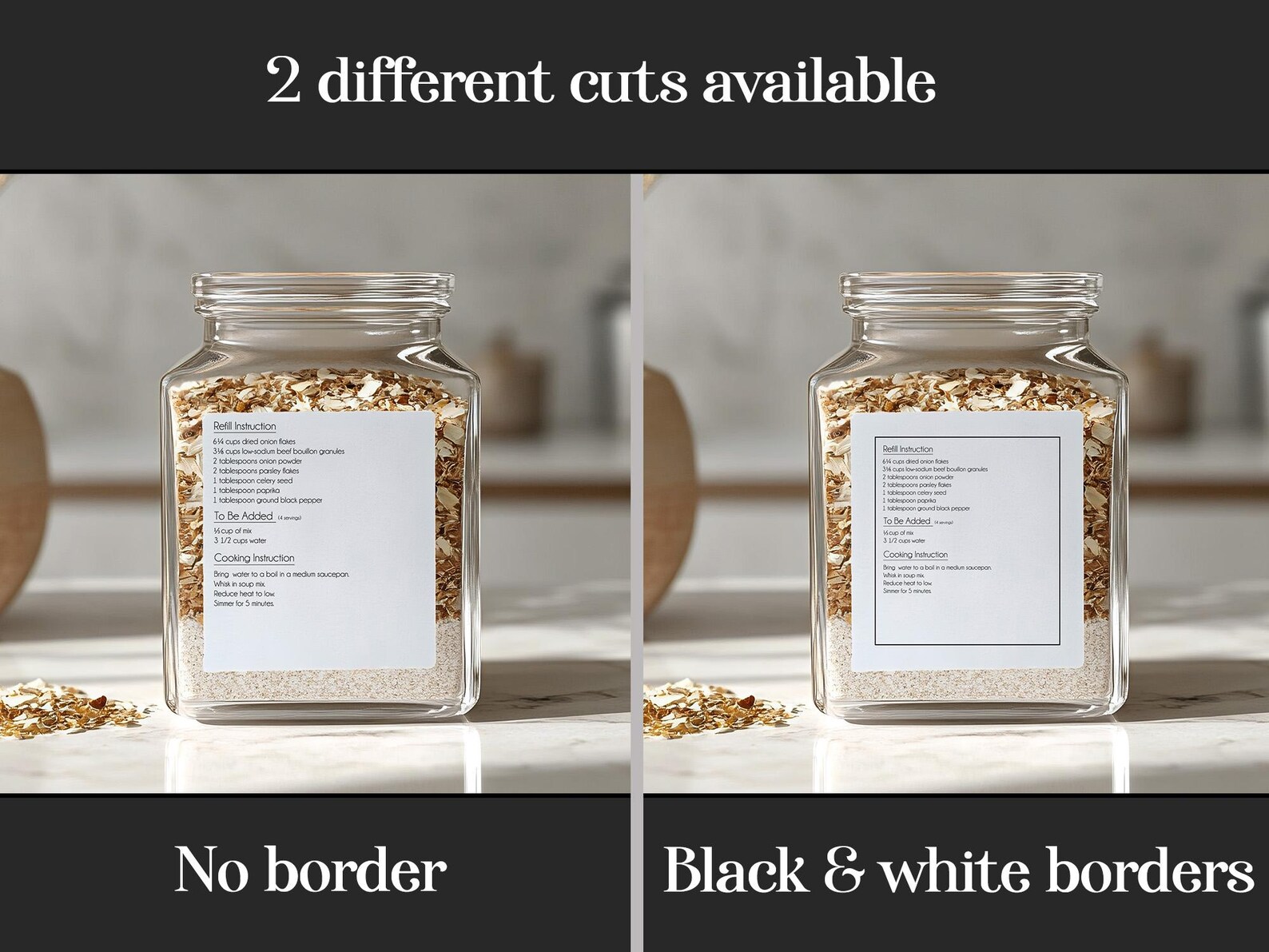 Printable Onion Soup Mix Labels Recipe & Refill, 2-in-1 Pantry Stickers ...
