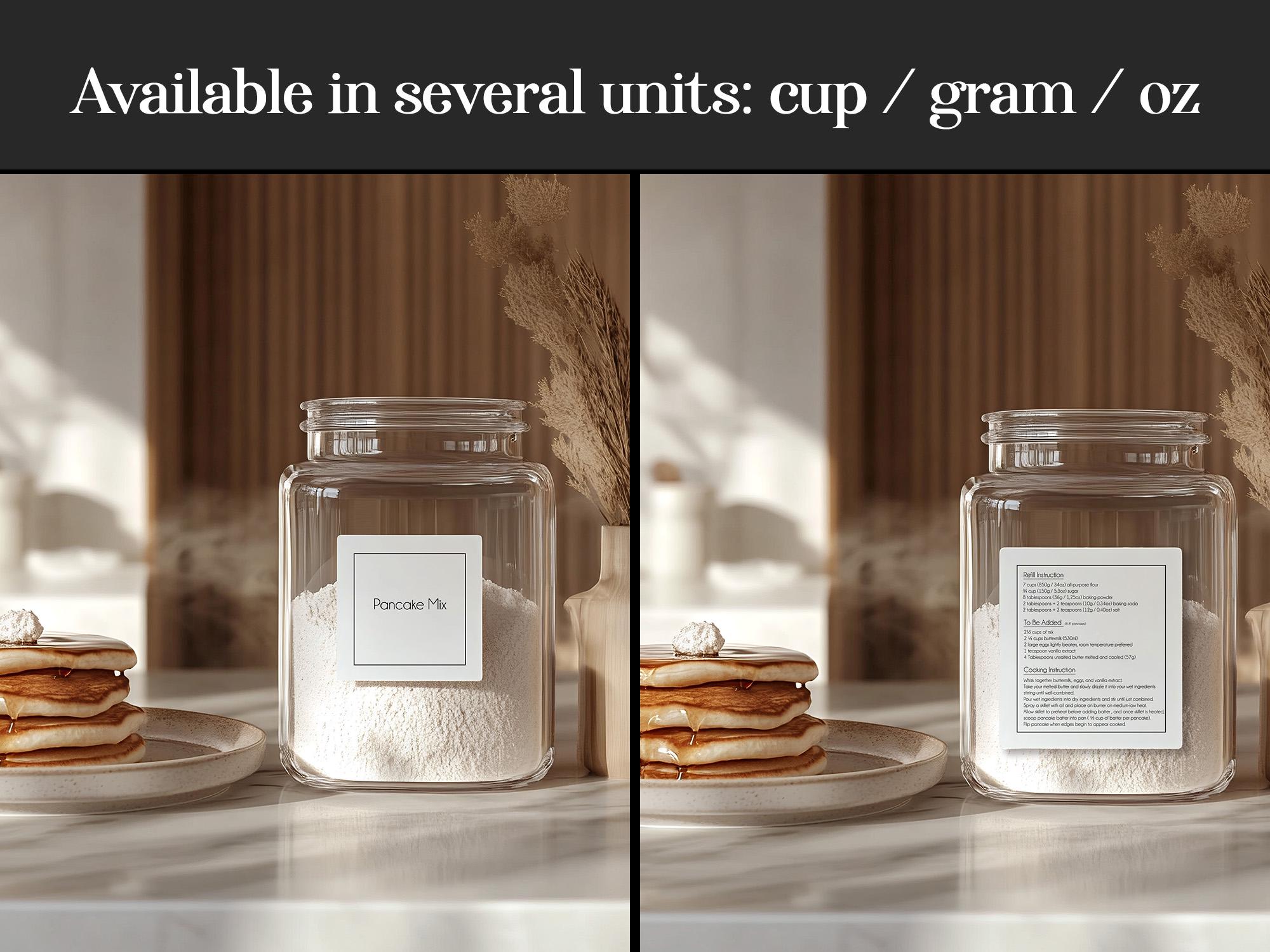 Printable Pancake Mix Labels Recipe & Refill, 2-in-1 Pantry Stickers ...