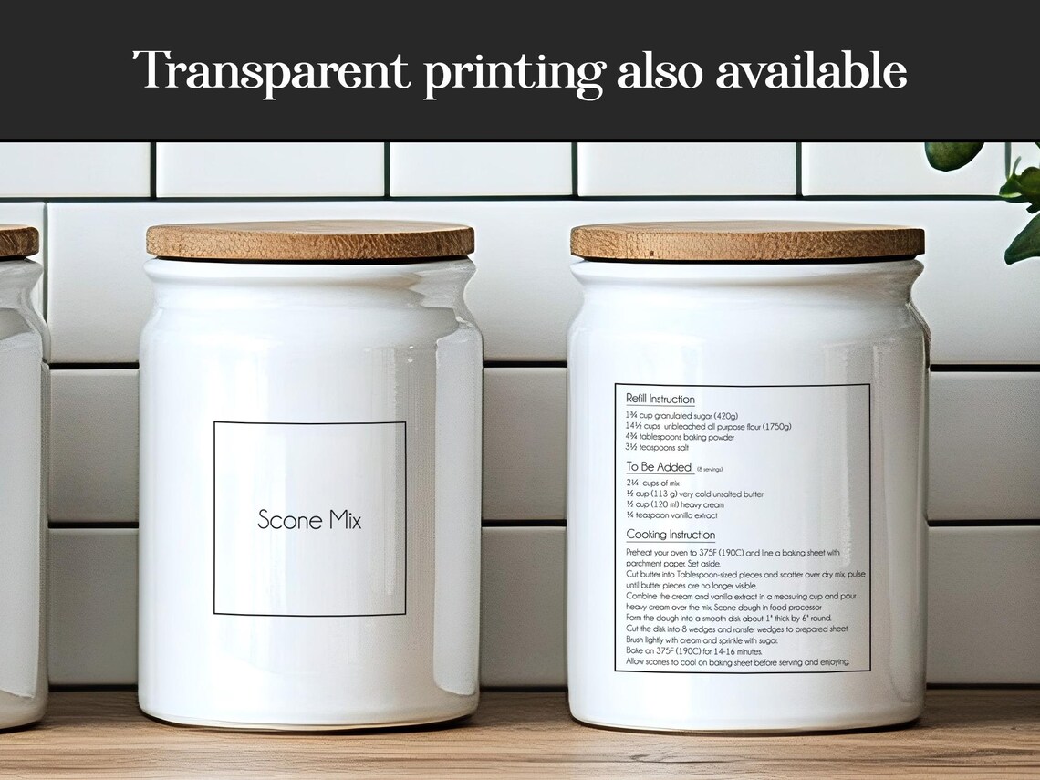 Printable Scone Mix Labels Recipe & Refill, 2-in-1 Pantry Stickers SVG ...