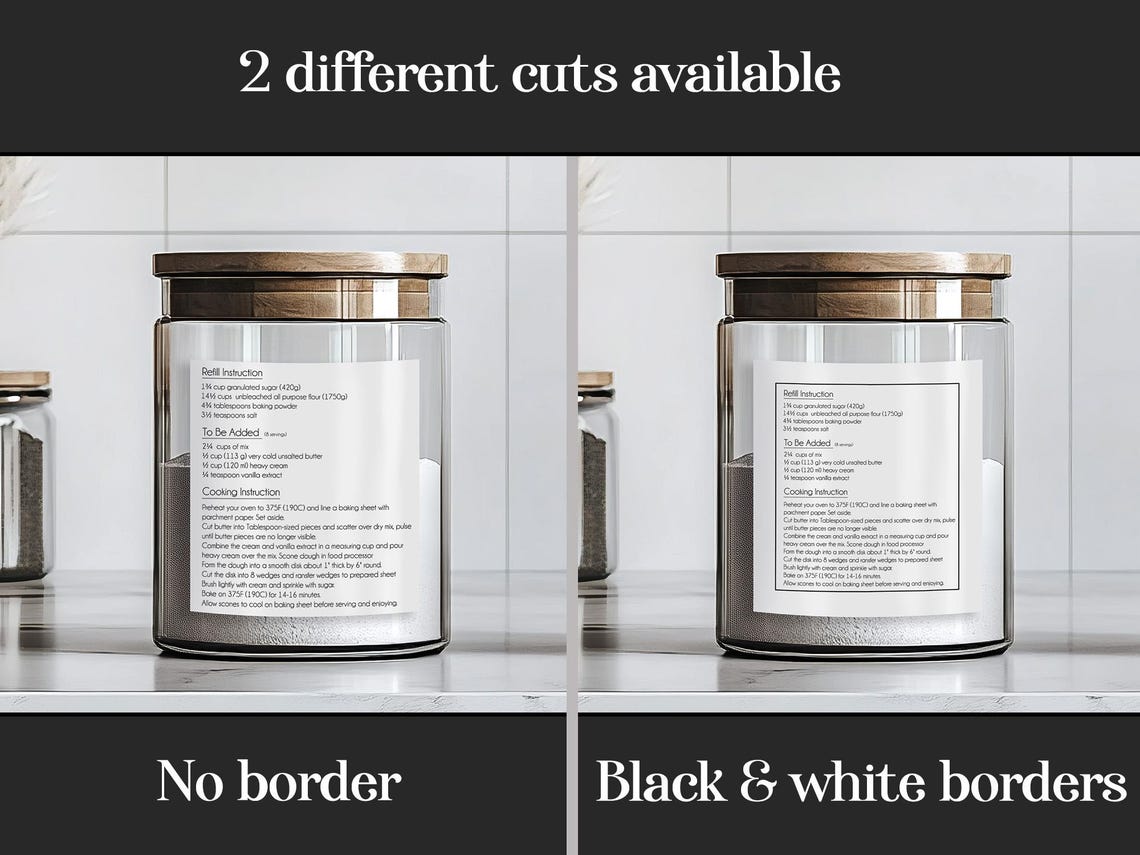 Printable Scone Mix Labels Recipe & Refill, 2-in-1 Pantry Stickers SVG ...