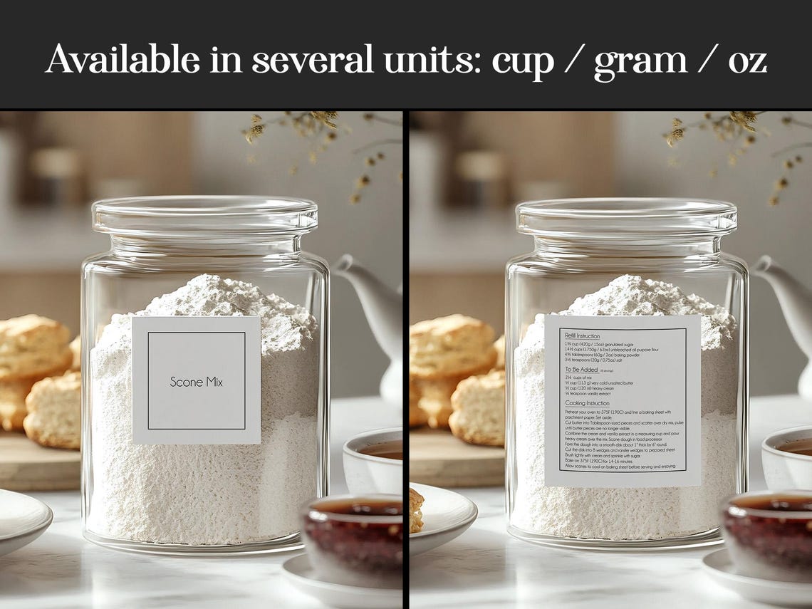 Printable Scone Mix Labels Recipe & Refill, 2-in-1 Pantry Stickers SVG ...