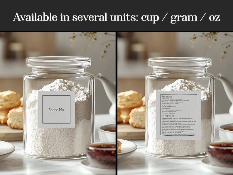 Printable Scone Mix Labels Recipe & Refill, 2-in-1 Pantry Stickers SVG ...