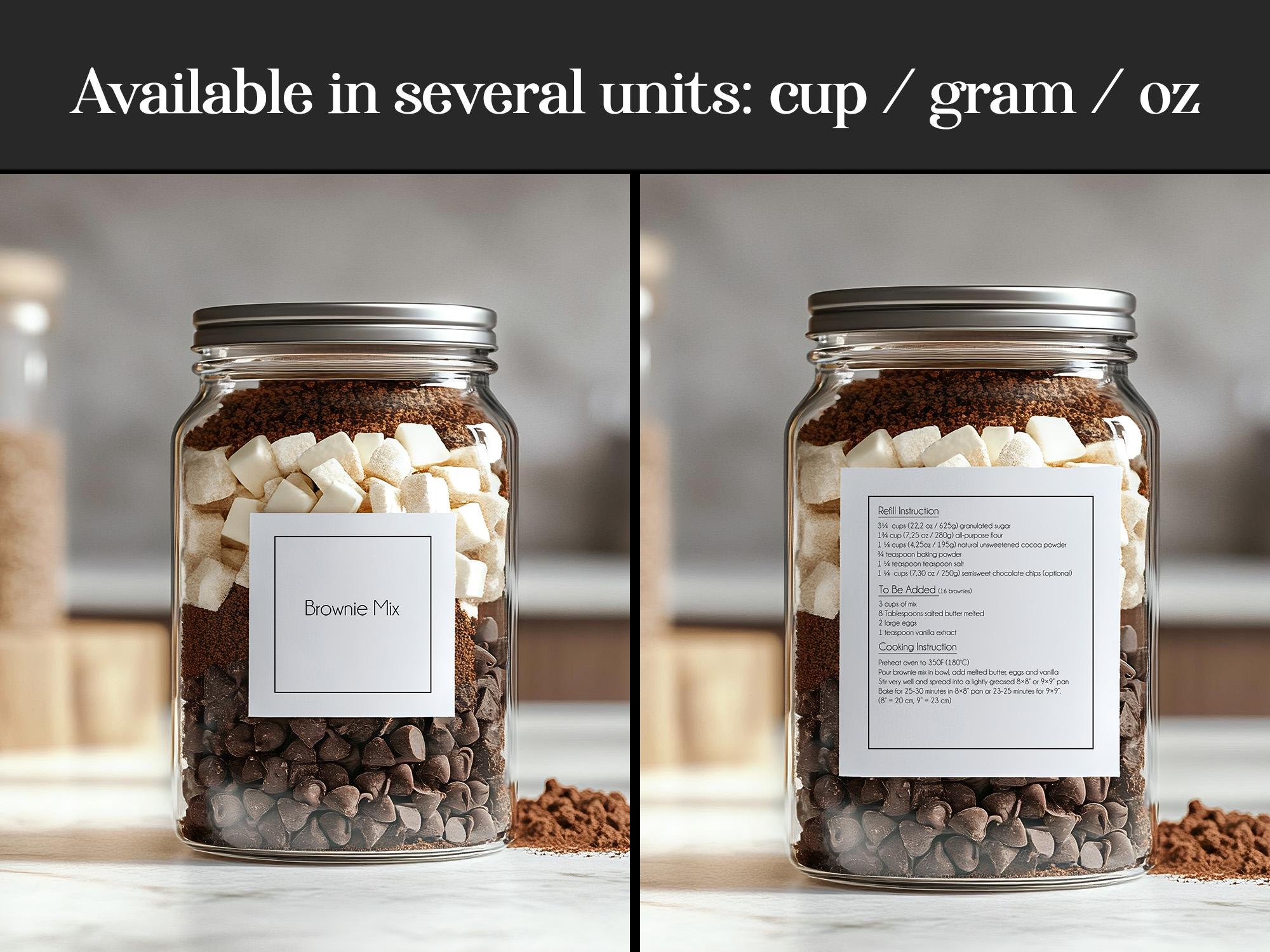 Printable Brownie Mix Labels Recipe & Refill, 2-in-1 Pantry Stickers ...
