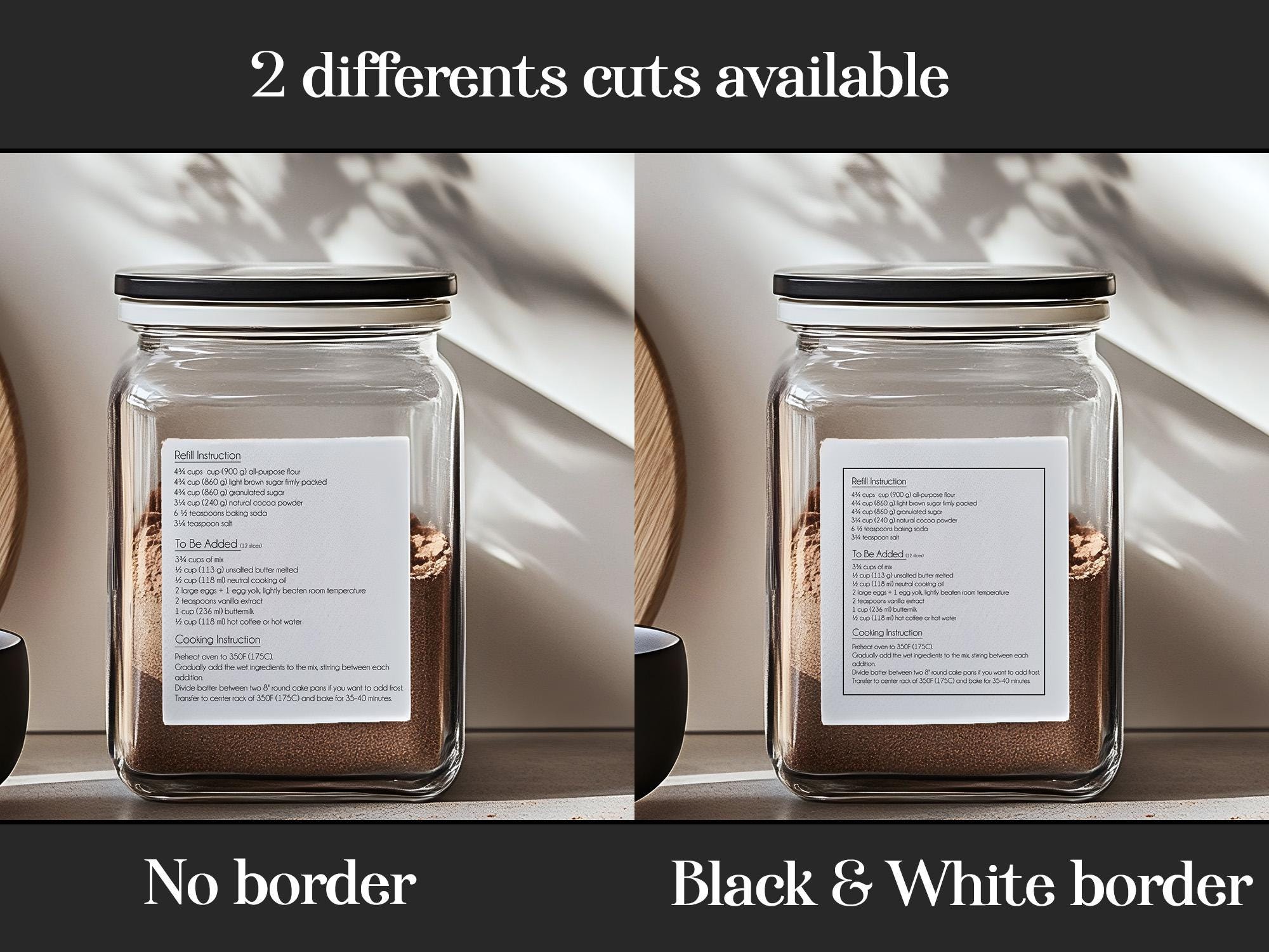 Printable Chocolate Cake Mix Labels Recipe & Refill, 2-in-1 Pantry ...