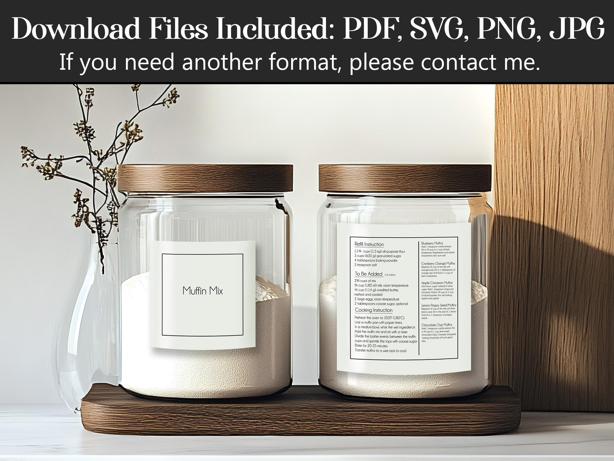 Printable Muffin Mix Labels Recipe & Refill, 2-in-1 Pantry Stickers SVG ...