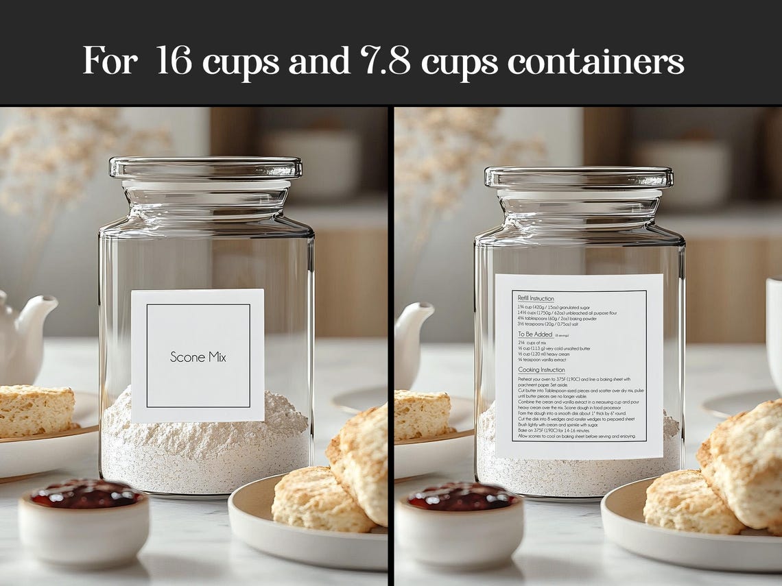 Printable Scone Mix Labels Recipe & Refill, 2-in-1 Pantry Stickers SVG ...