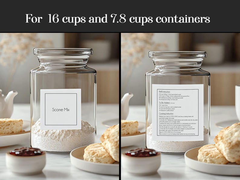 Printable Scone Mix Labels Recipe & Refill, 2-in-1 Pantry Stickers SVG ...