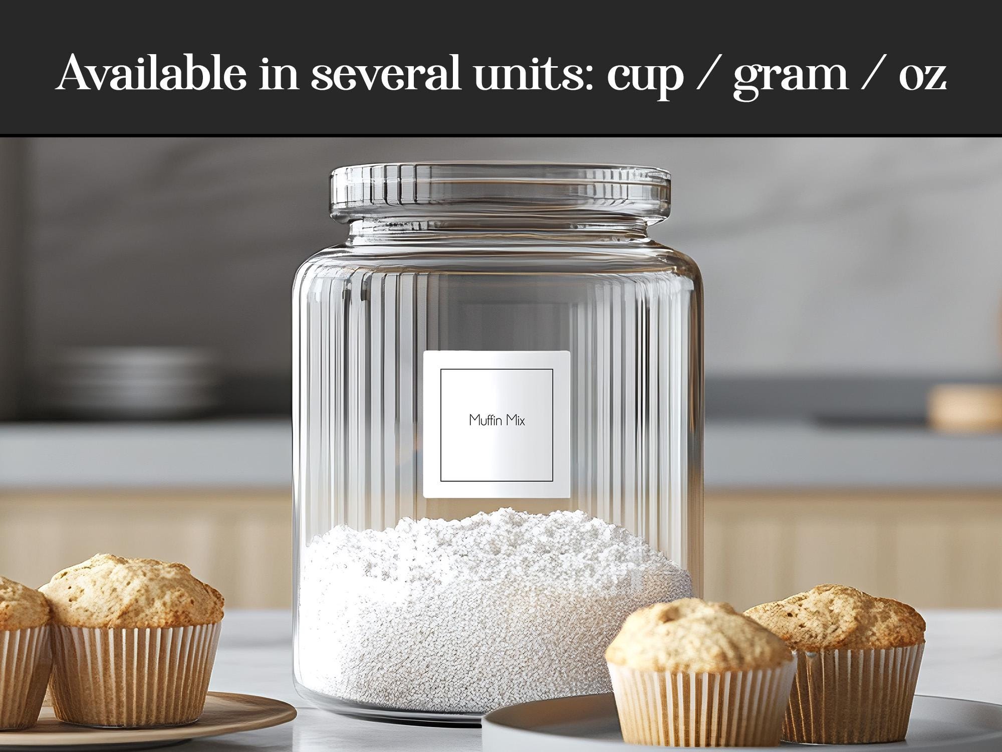 Printable Muffin Mix Labels Recipe & Refill, 2-in-1 Pantry Stickers SVG ...