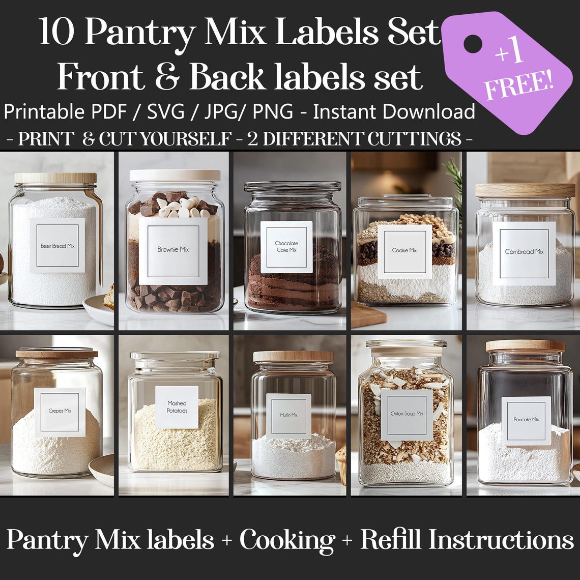 PRINTABLE Complete Bundle 10 Pantry Mix Label Sets (+ 1 Free) Pdf/svg ...