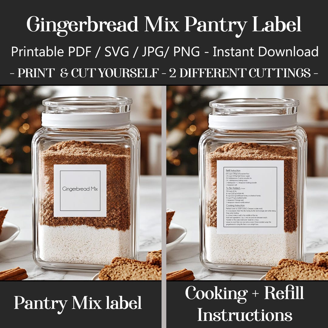 Printable Gingerbread Mix Labels PDF / SVG / JPG / Png / Cricut Recipe ...