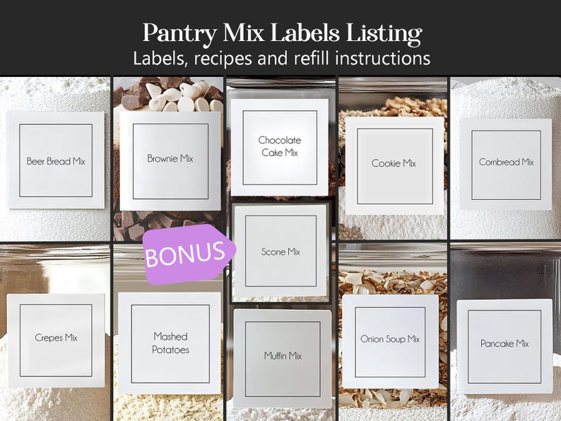 PRINTABLE Complete Bundle 10 Pantry Mix Label Sets (+ 1 Free) Pdf/svg ...