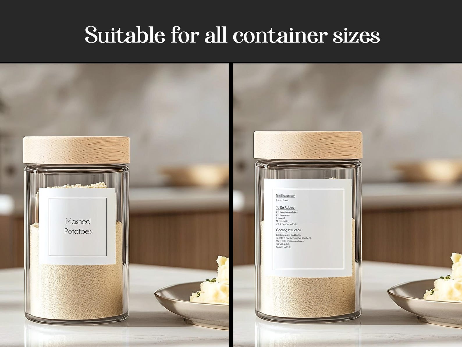 Printable Mashed Potatoes Mix Labels Recipe & Refill, 2-in-1 Pantry ...