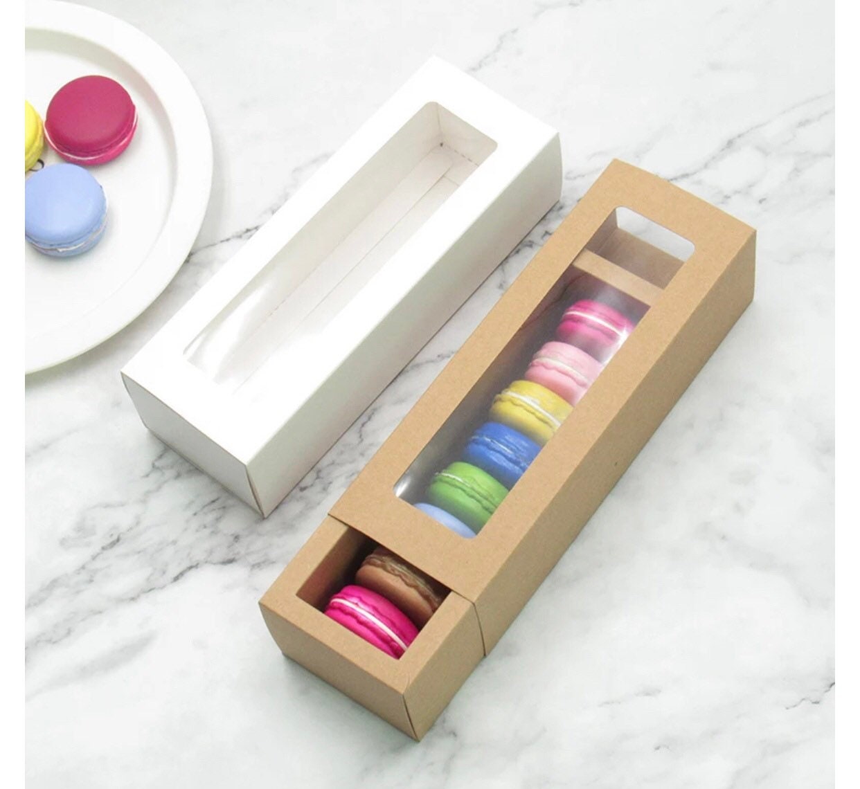 Small Macaron Packaging Box Clear Window - Pack of 15 - Premium Quality ...