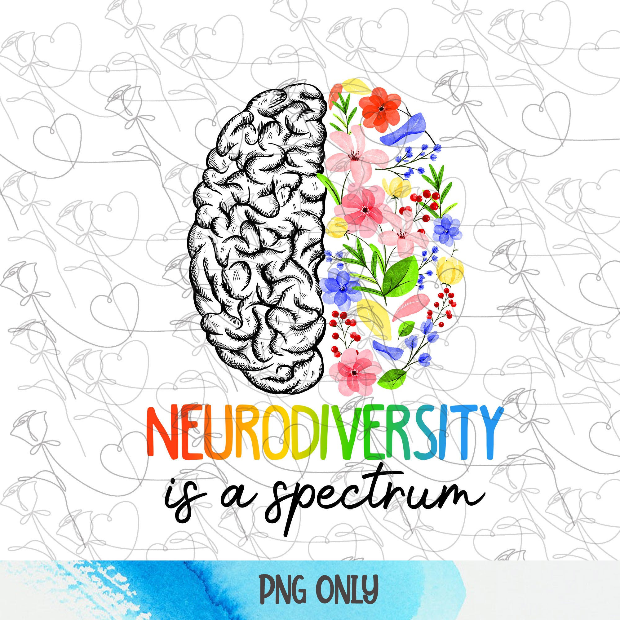Neurodiversity png Brain png Flower png Autism Spectrum ASD | Etsy