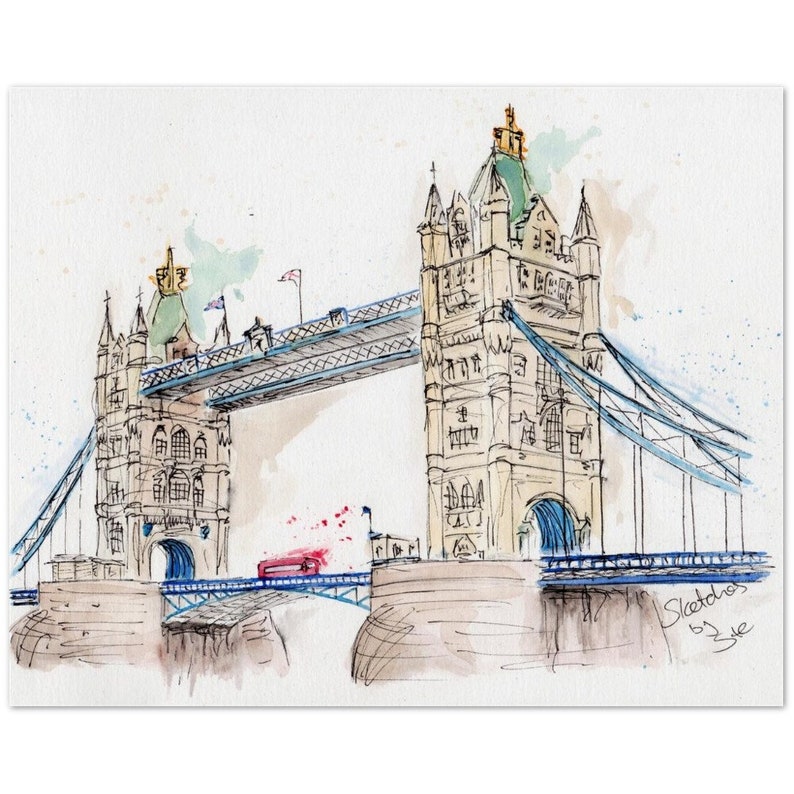 Tower Bridge Watercolor Art Print, London Travel Souvenir - Etsy