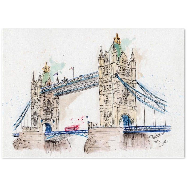 Tower Bridge Watercolor Art Print, London Travel Souvenir - Etsy UK