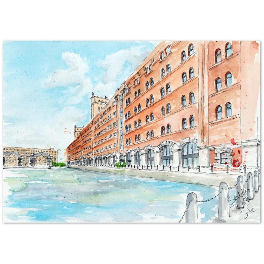 Waterloo Docks Liverpool Watercolor Print, Cityscape Wall Art - Etsy