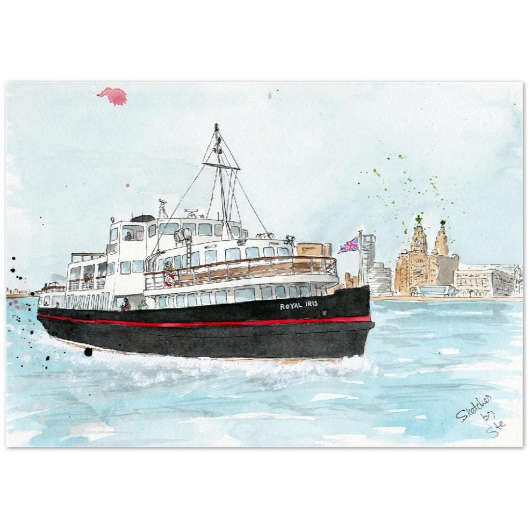MV Royal Iris, River Mersey, Liverpool Watercolor Art Print, Uk Wall ...