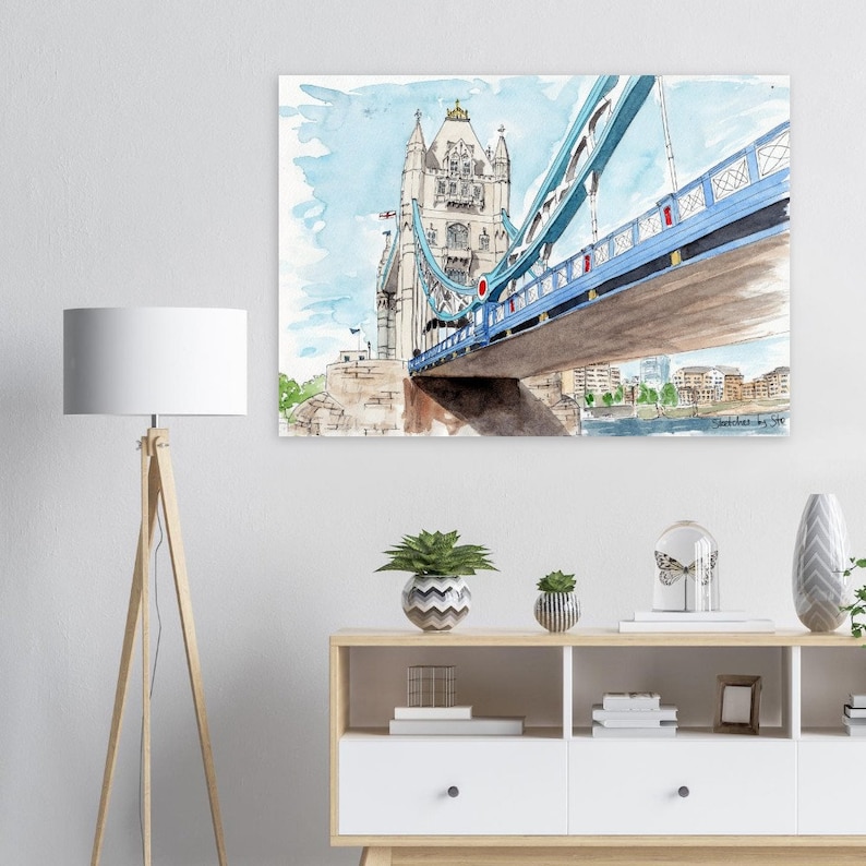 Tower Bridge Watercolor Art Print, London Landmark Souvenir - Etsy
